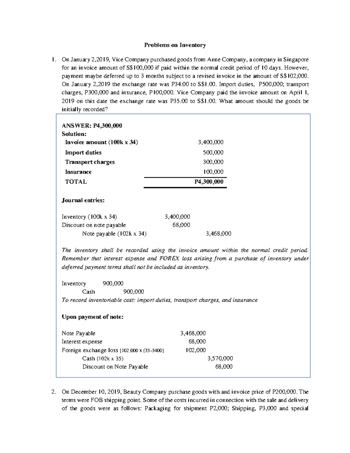 Inventory Management Problems and Solutions (ACCT 301) - Studocu