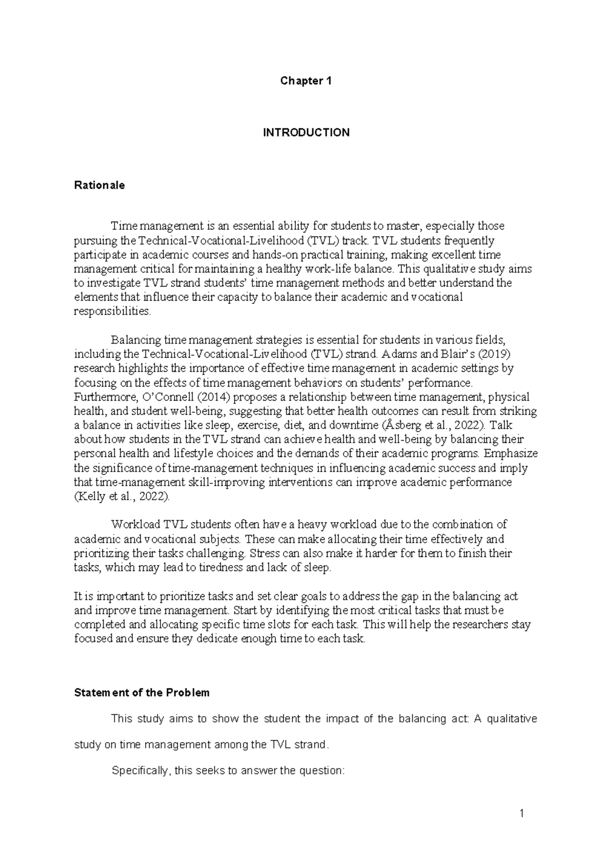 Practical Research 1 - Chapter 1 INTRODUCTION Rationale Time management ...
