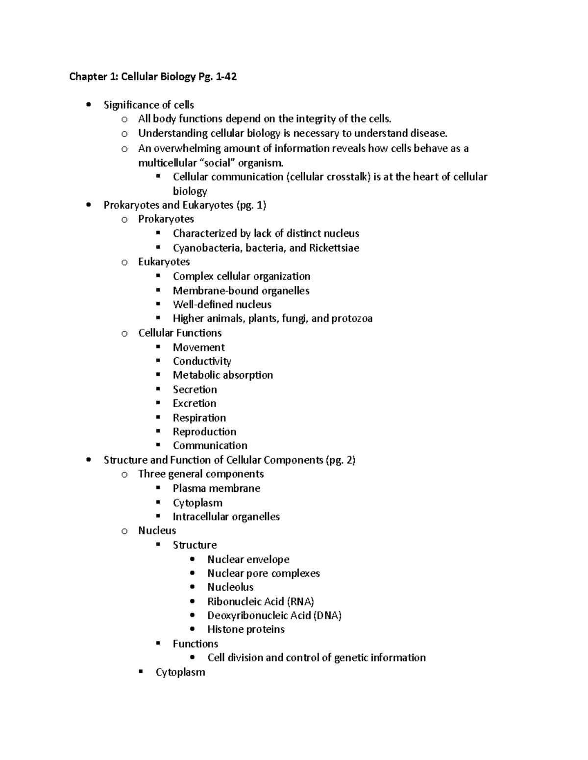 Chapter 1: Cellular Biology Overview and Key Concepts - Studocu