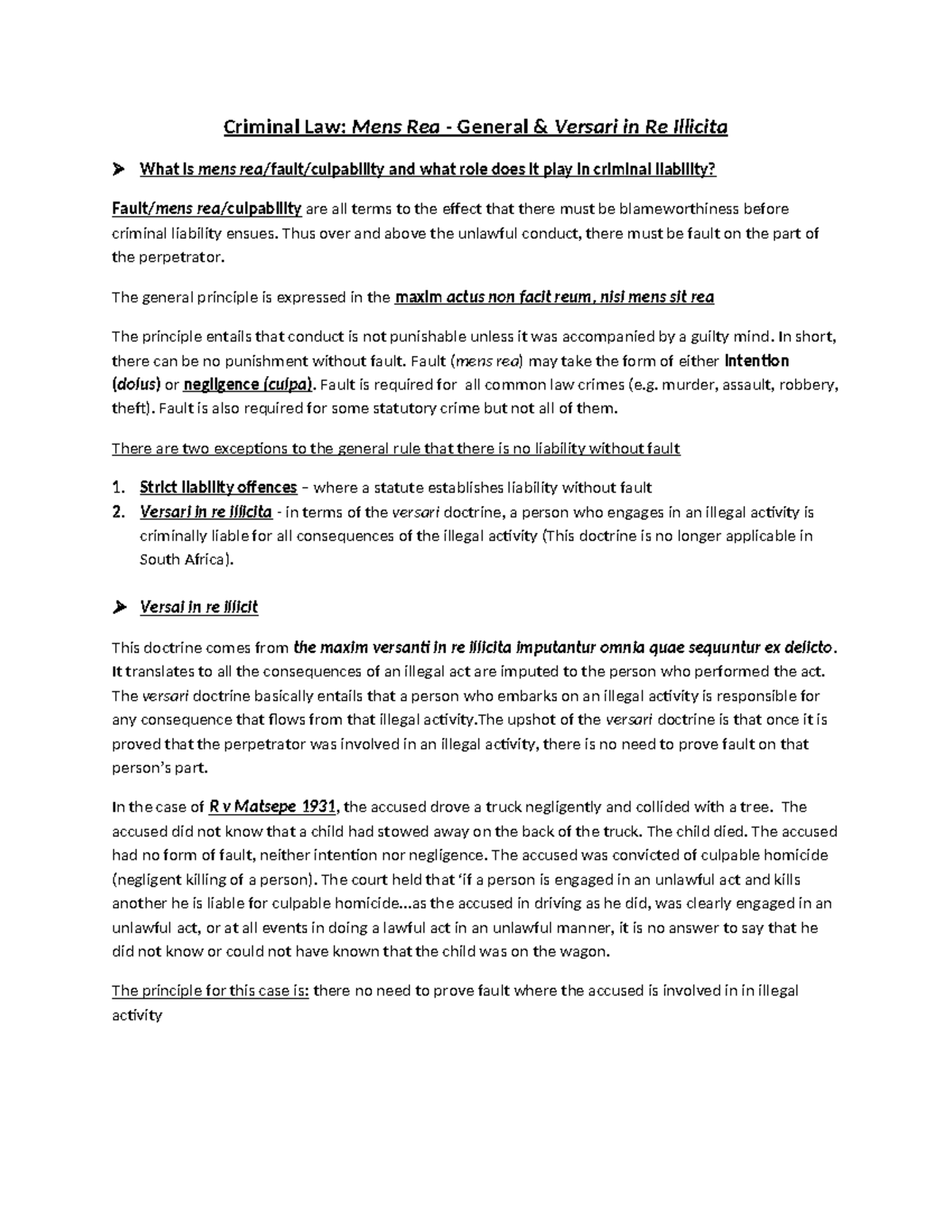 Criminal Law 5: Understanding Mens Rea and Culpability in Liability ...
