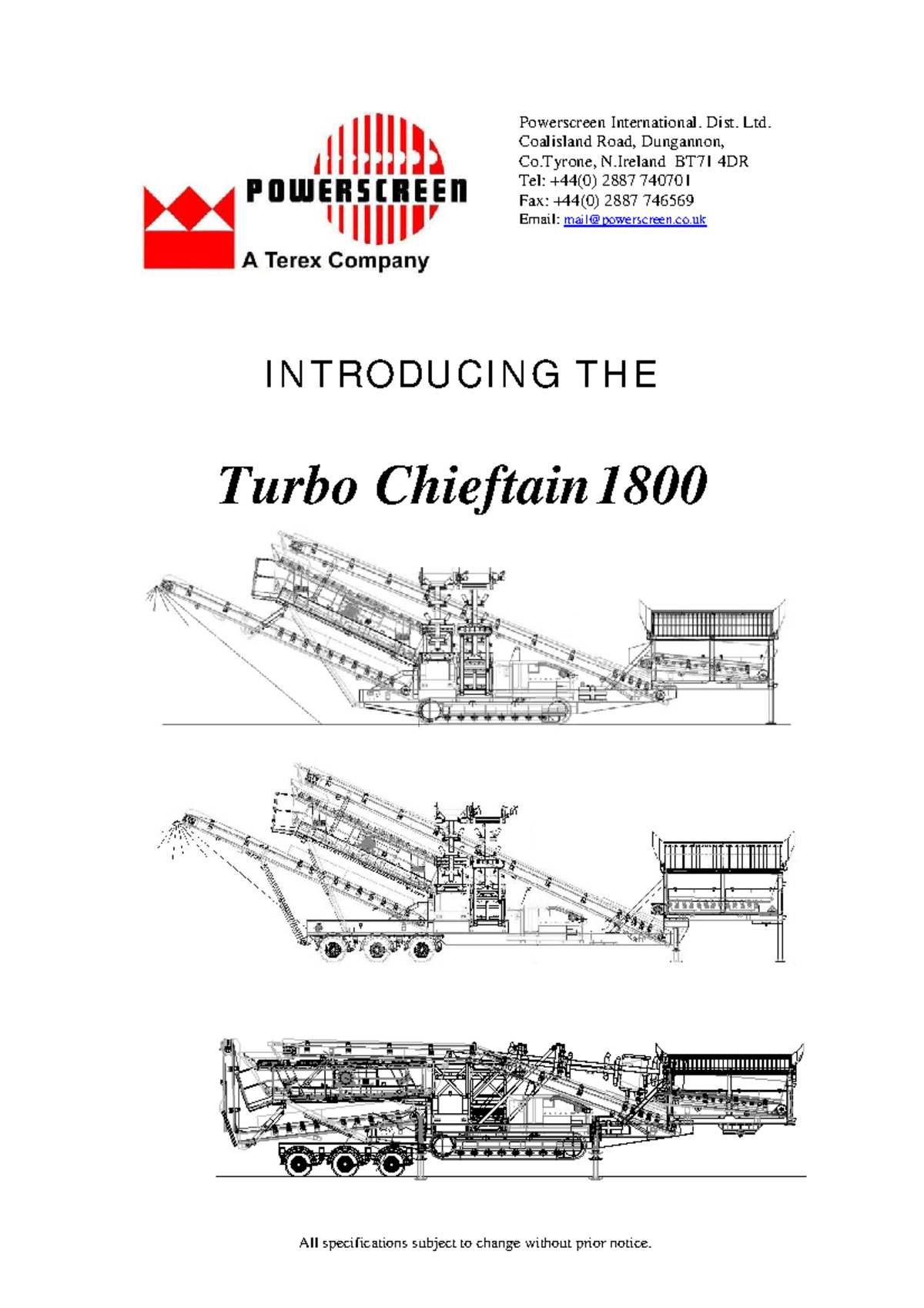Chieftain 1800 Technical Specifications Overview - Studocu