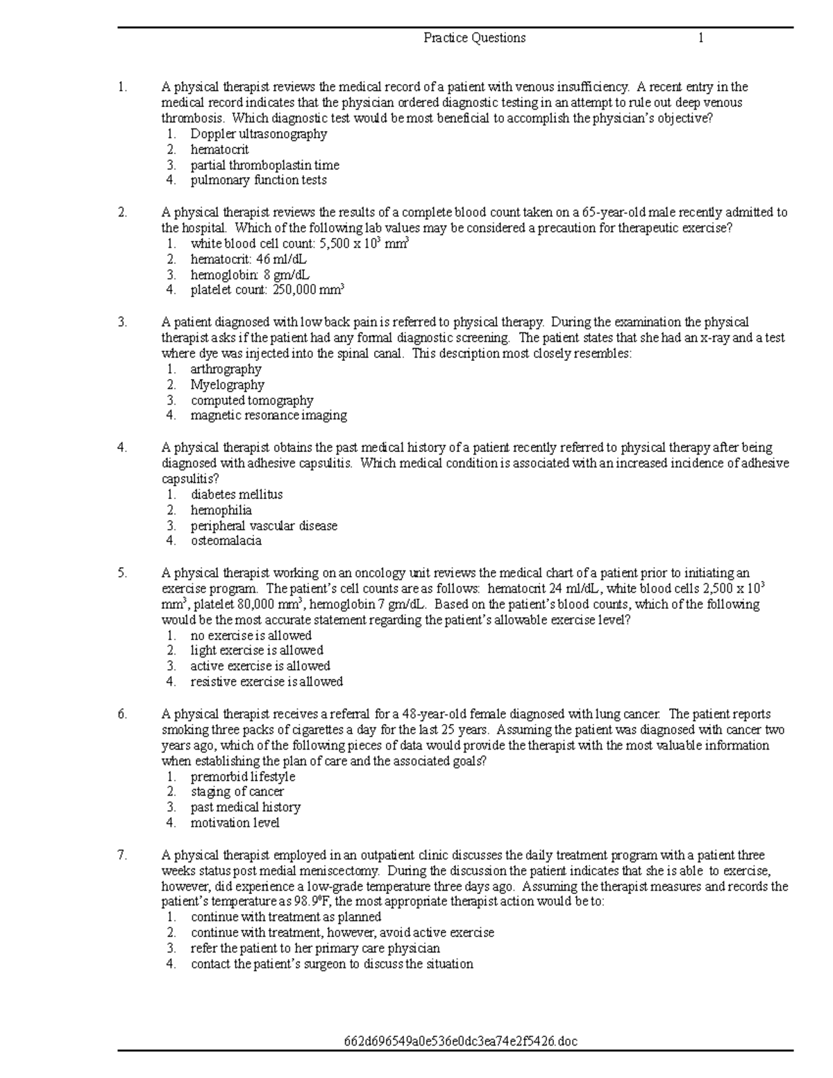 Scorebuilders 1 - Physical Therapy Practice Test Questions & Answers ...
