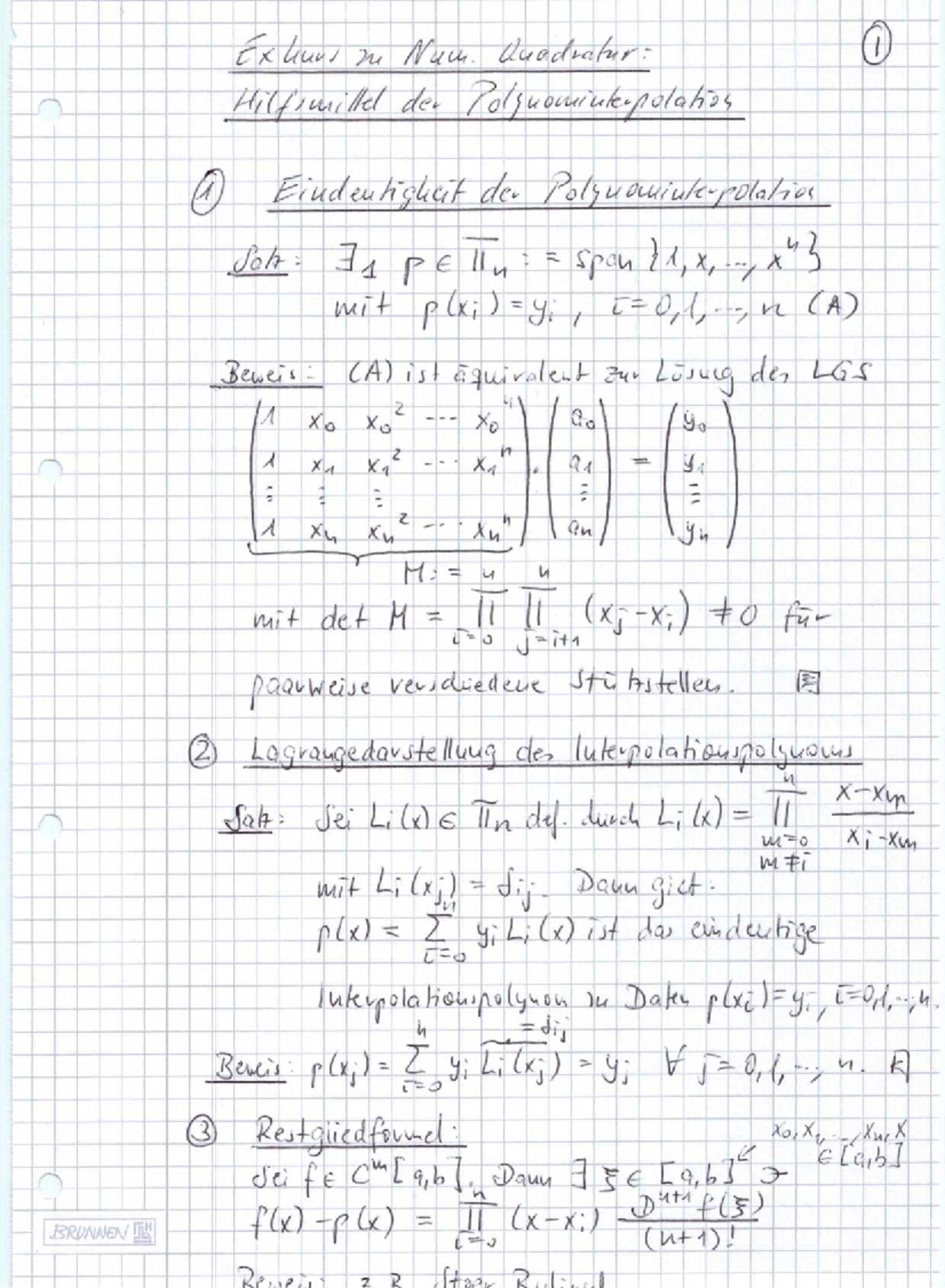 Exkurs: Polynominterpolation und Lagrange-Formel (Mathematik) - Studocu