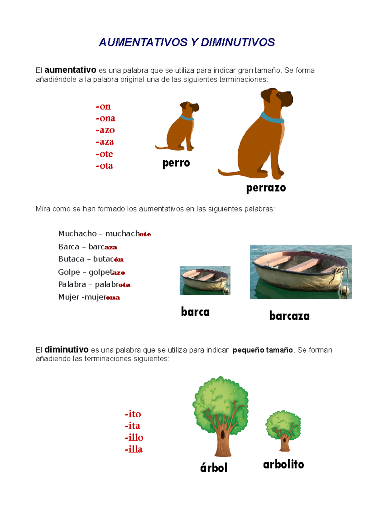 Aumentativos y Diminutivos en Español: Guía Completa de Mi Clase - Studocu