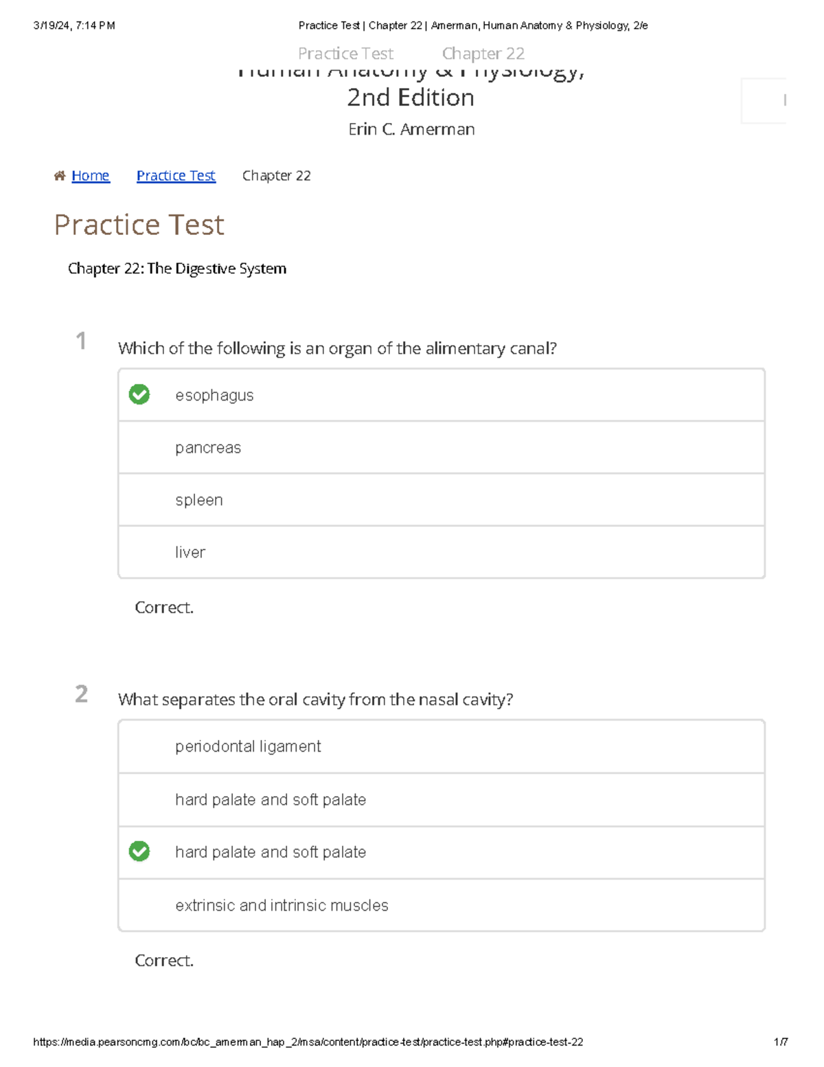 Practice Test for Chapter 22: Digestive System - Human Anatomy ...