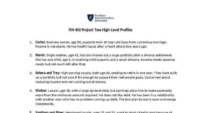 FIN 450 Project Two: High-Level Financial Profiles Analysis - Studocu