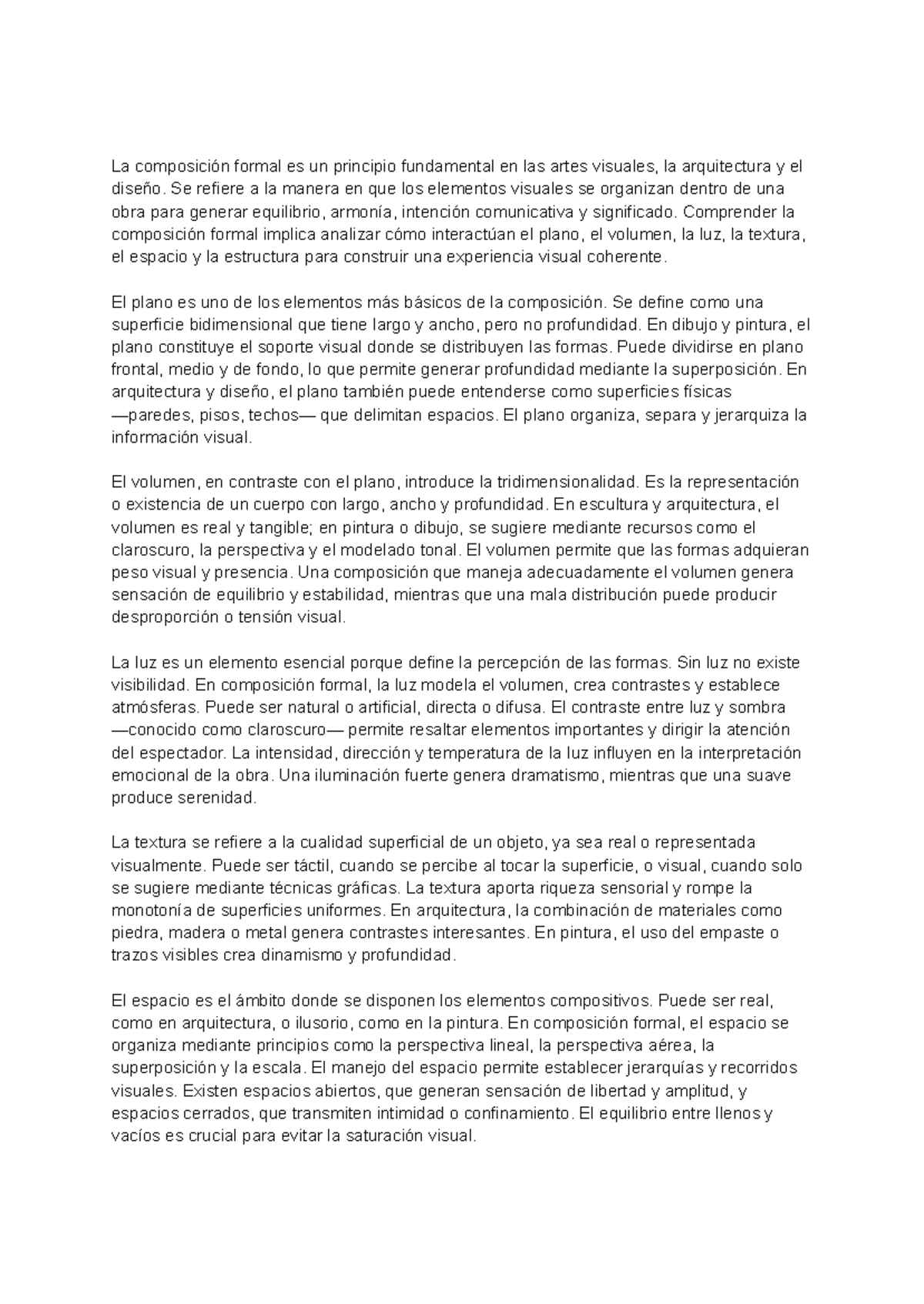Composición Formal en Artes Visuales: Principios y Elementos - Studocu
