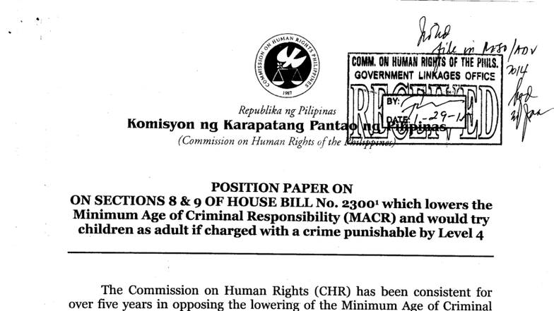 Position Paper on Lowering the Minimum Age of Criminal Responsibility ...