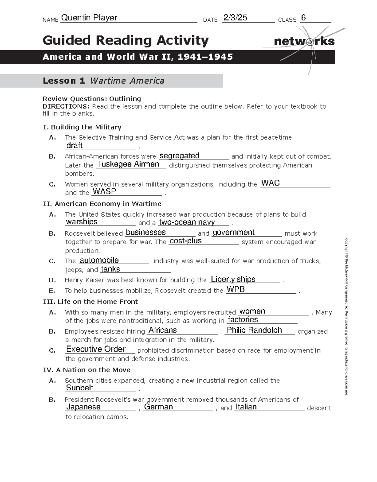 Guided Reading Activity: America’s Preparation for WWII (SS 101) - Studocu