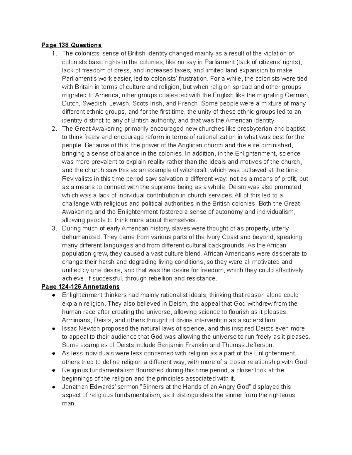 APUSH HW #4: Impact of the Great Awakening and Enlightenment - Studocu