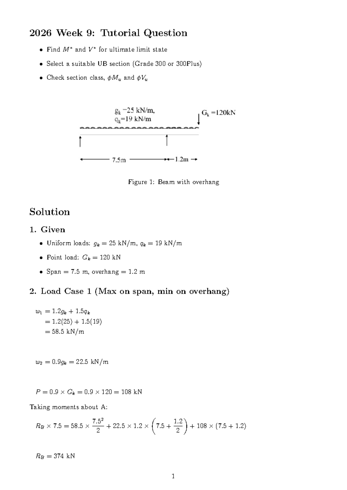 2026 Week 9: Tutorial Q on M & V for Ultimate Limit State - Studocu