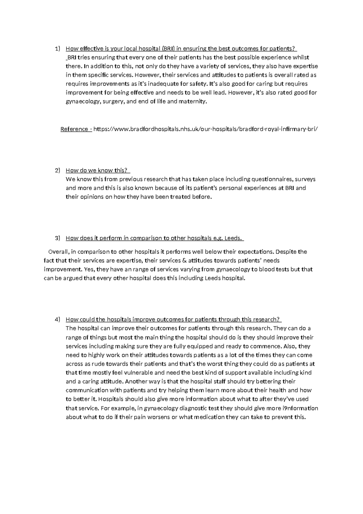 Evaluating Patient Outcomes at BRI Hospital: A Research Study - Studocu