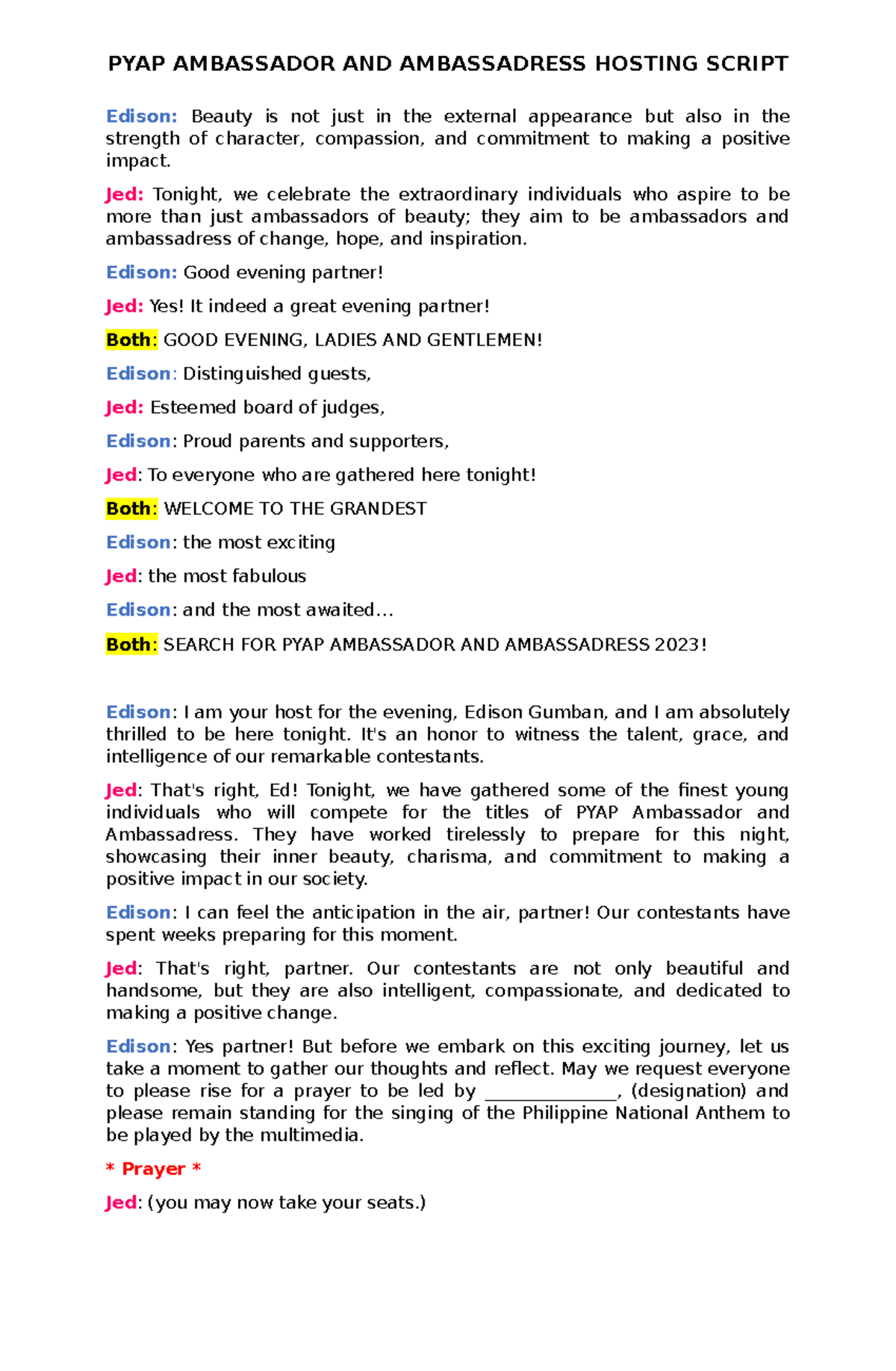 PYAP Hosting- Script - Edison: Beauty is not just in the external ...