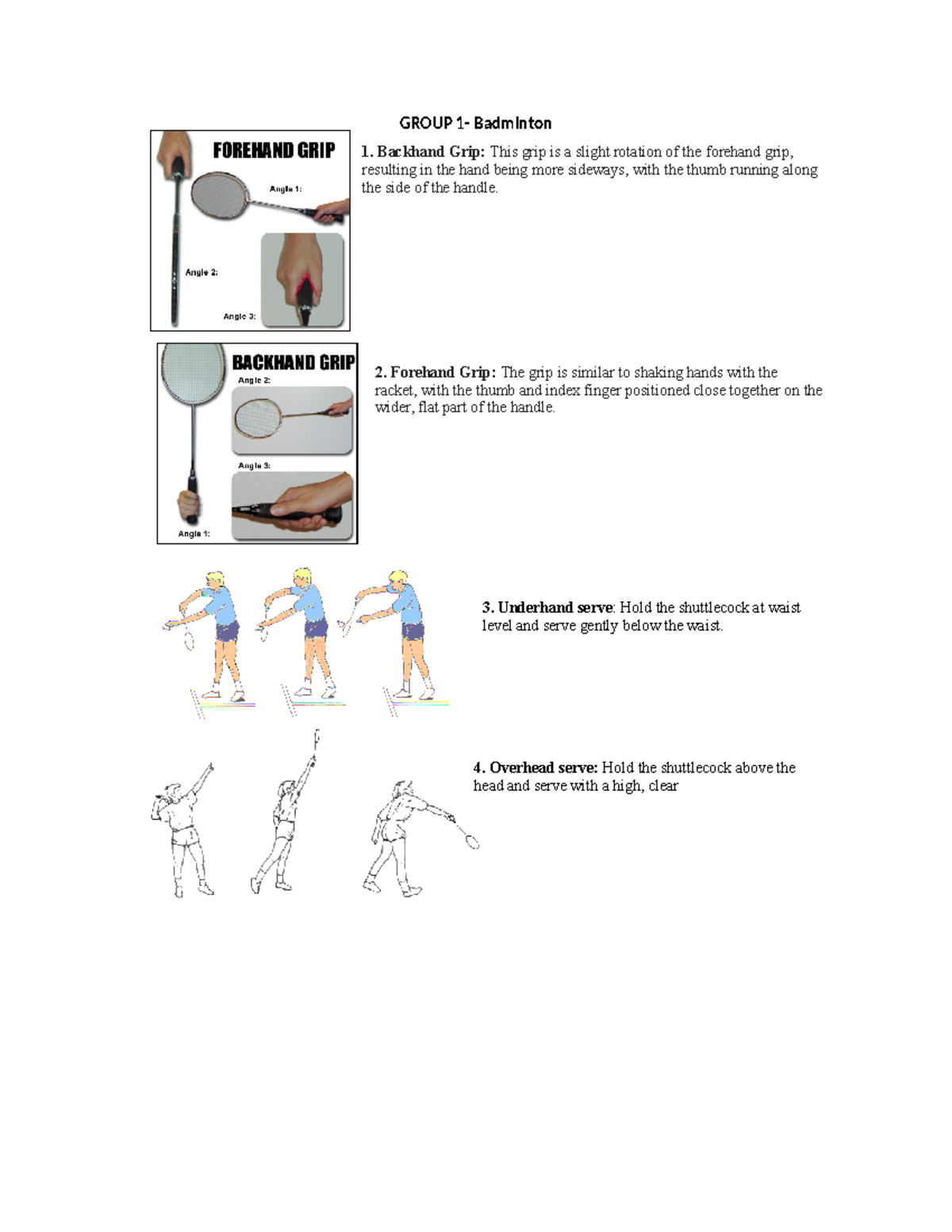 GROUP Badminton & Tennis Techniques: Grips & Strokes - Studocu