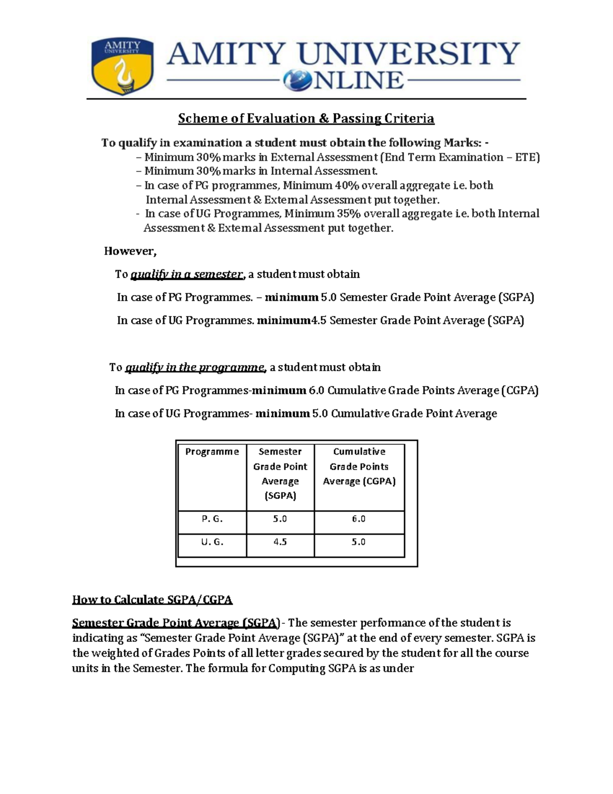 Scheme of Evaluation & Passing Criteria 112 - Scheme of Evaluation ...