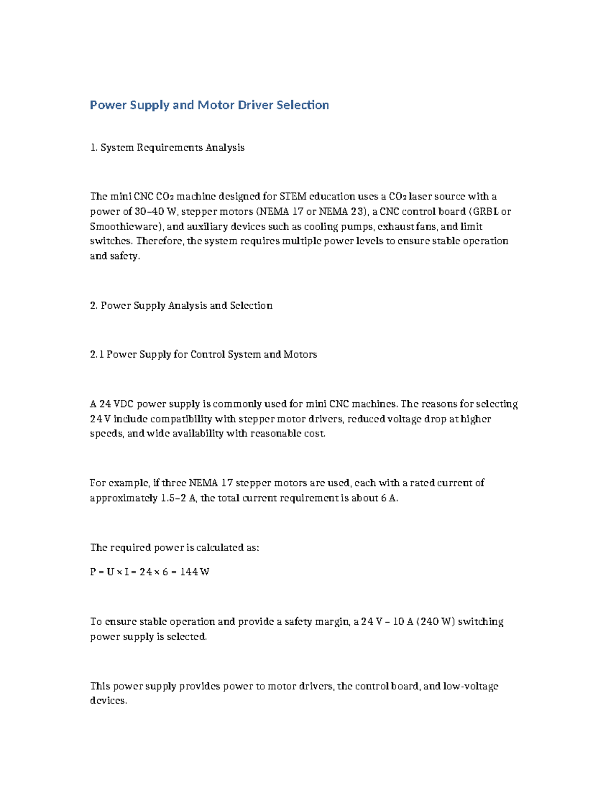 Power Supply and Driver Selection for Mini CNC CO₂ Machine - Studocu