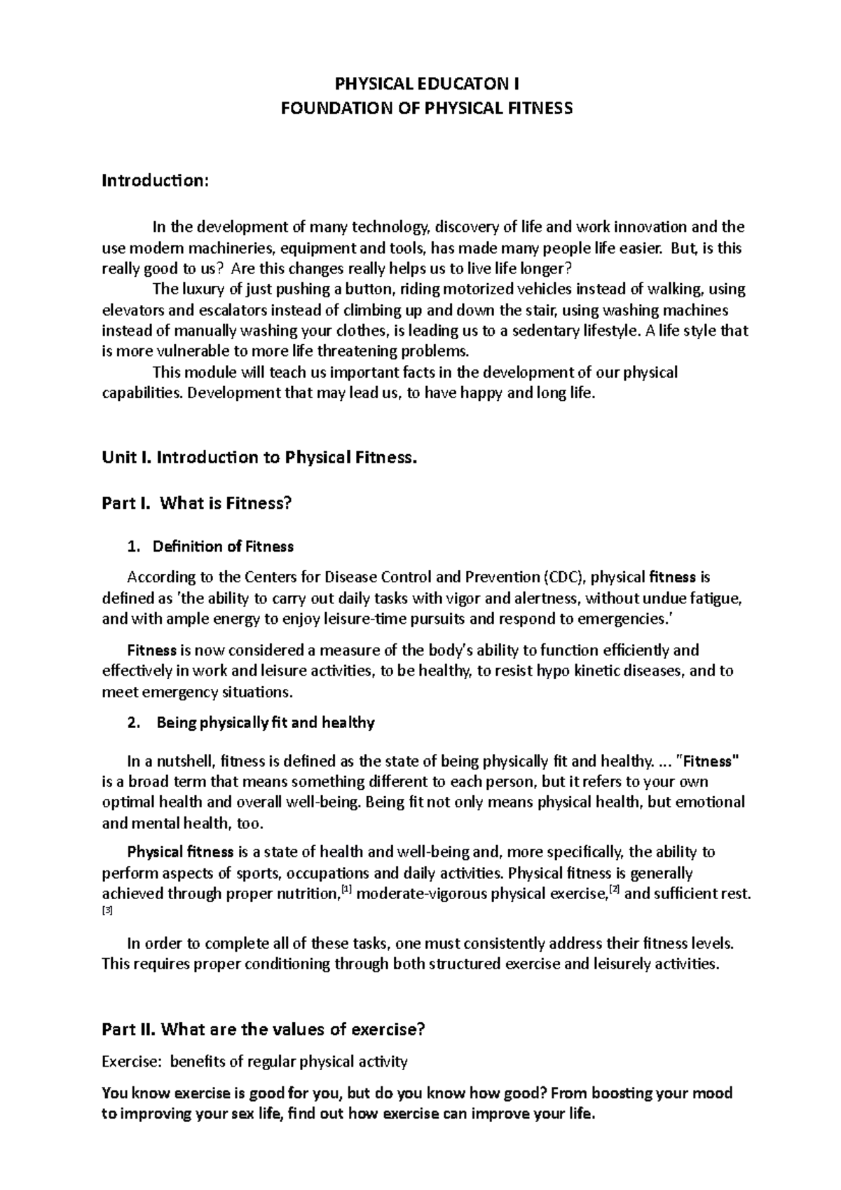 Physical Education I: Foundations of Fitness and Active Living - Studocu