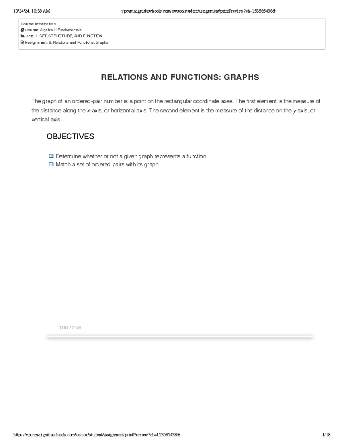 Algebra II: Assignment 8 - Exploring Relations & Functions Graphs - Studocu
