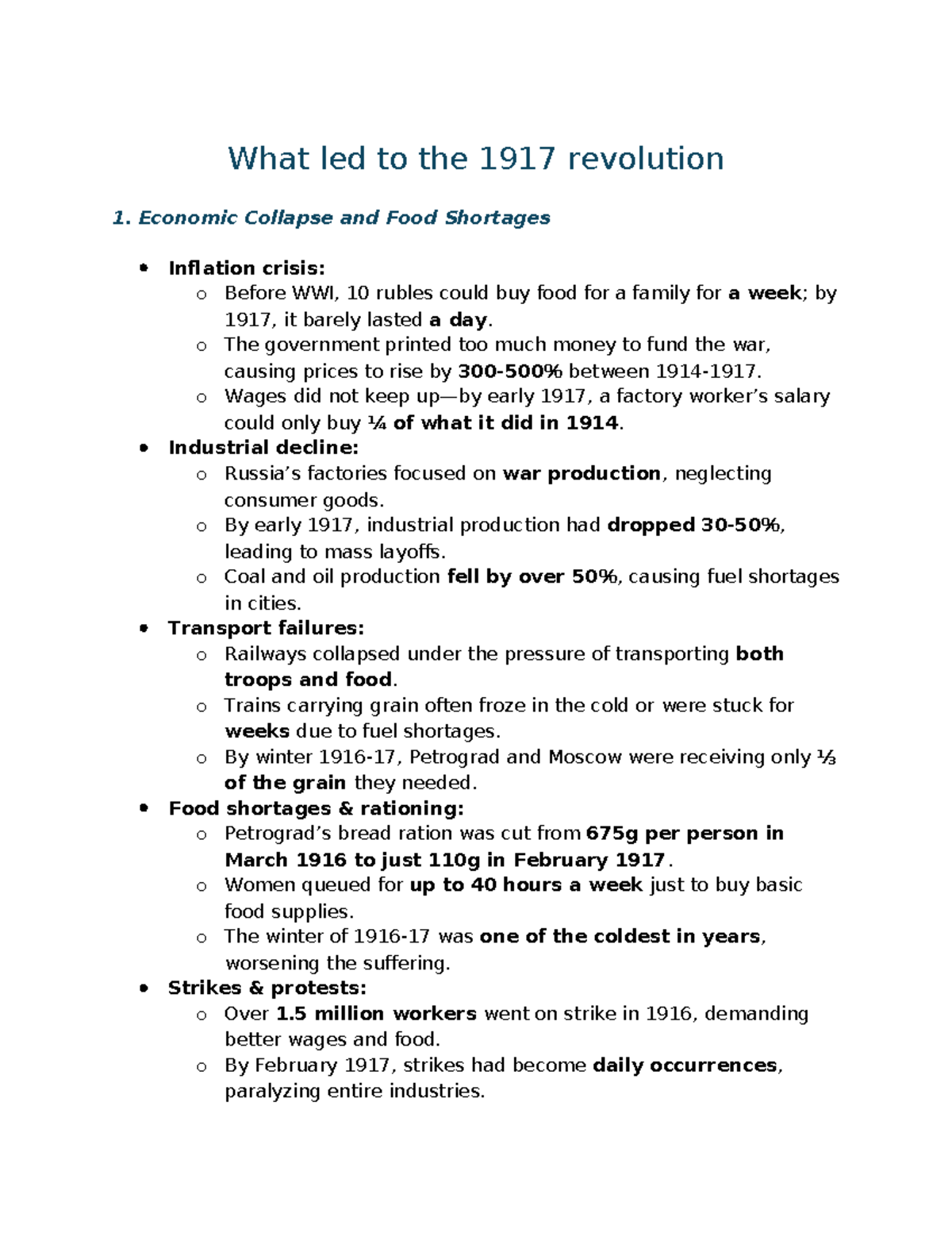 1917 Revolution: Economic Collapse, Military Failures & Political ...
