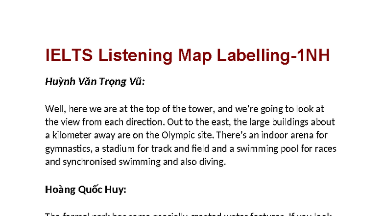 Ielts Listening Map Labelling BT Nhom - IELTS Listening Map Labelling ...