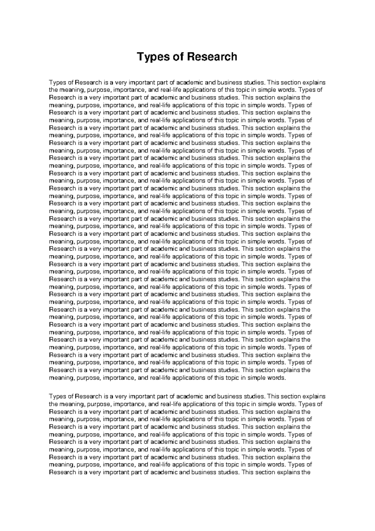 Types of Research: Meaning, Purpose, and Applications - Studocu