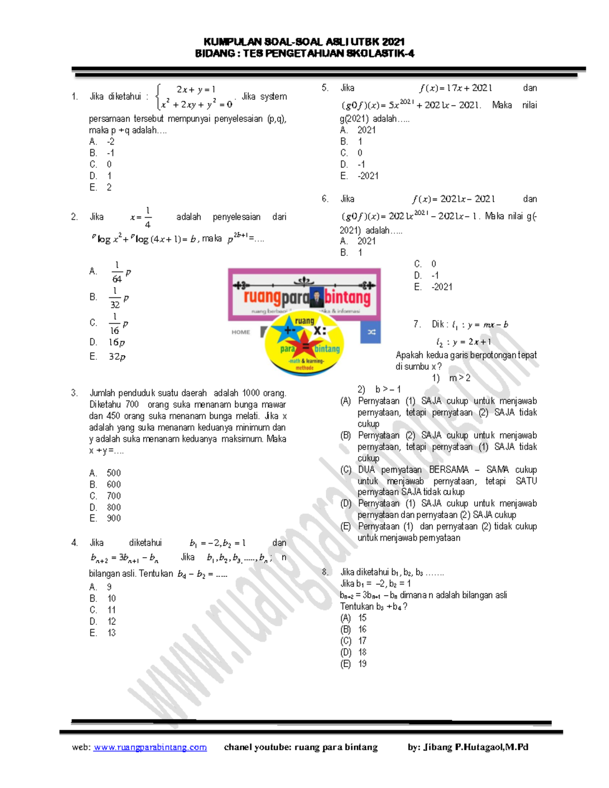 Kumpulan Soal UTBK 2021: Tes Pengetahuan Skolastik-4 - Studocu
