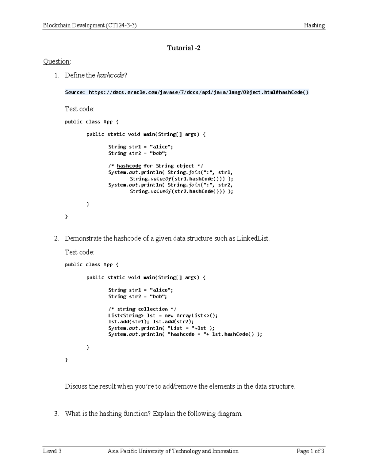 Blockchain Development Lab02: Hashing Tutorial Guide - Studocu