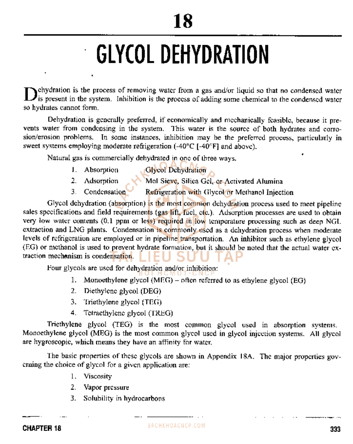Chapter 18 - Glycol Dehydration Process Overview and Design - Studocu