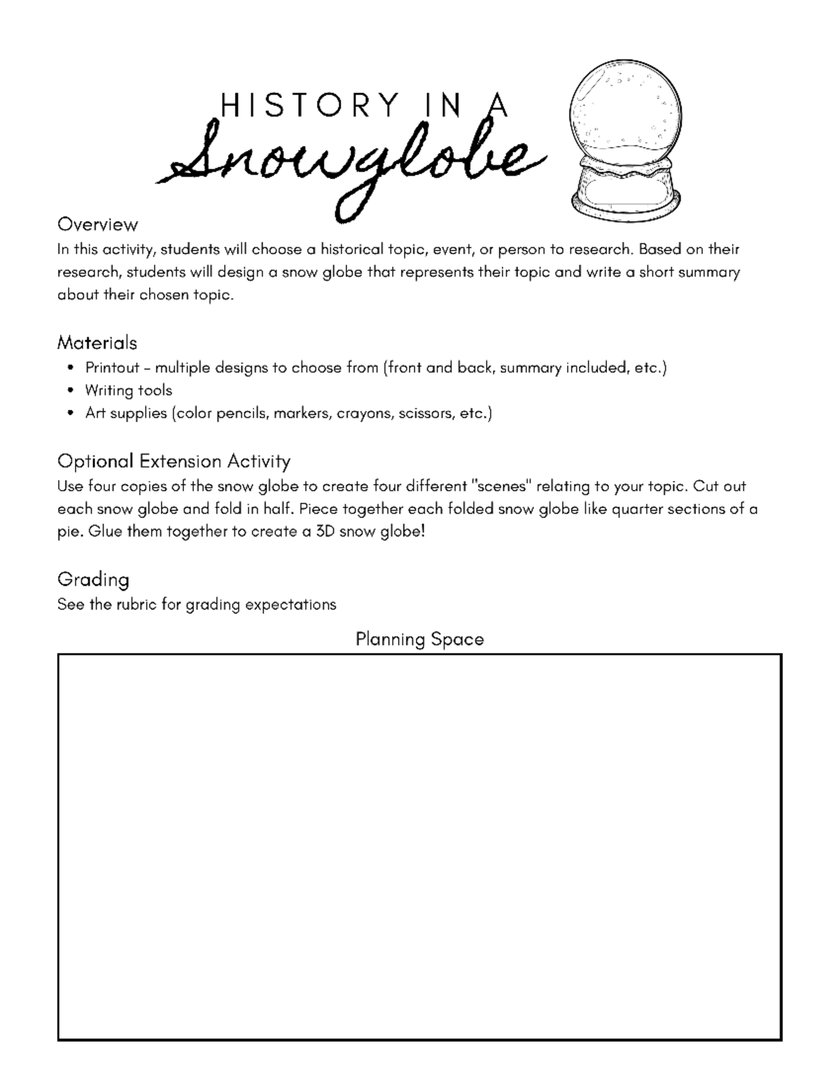 HIST 101: Snow Globe Project Instructions and Overview - Studocu