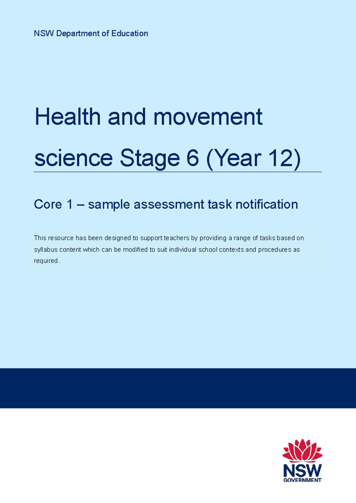 Health and Movement Science S6 Core 1 Sample Assessment: Tech & Data ...