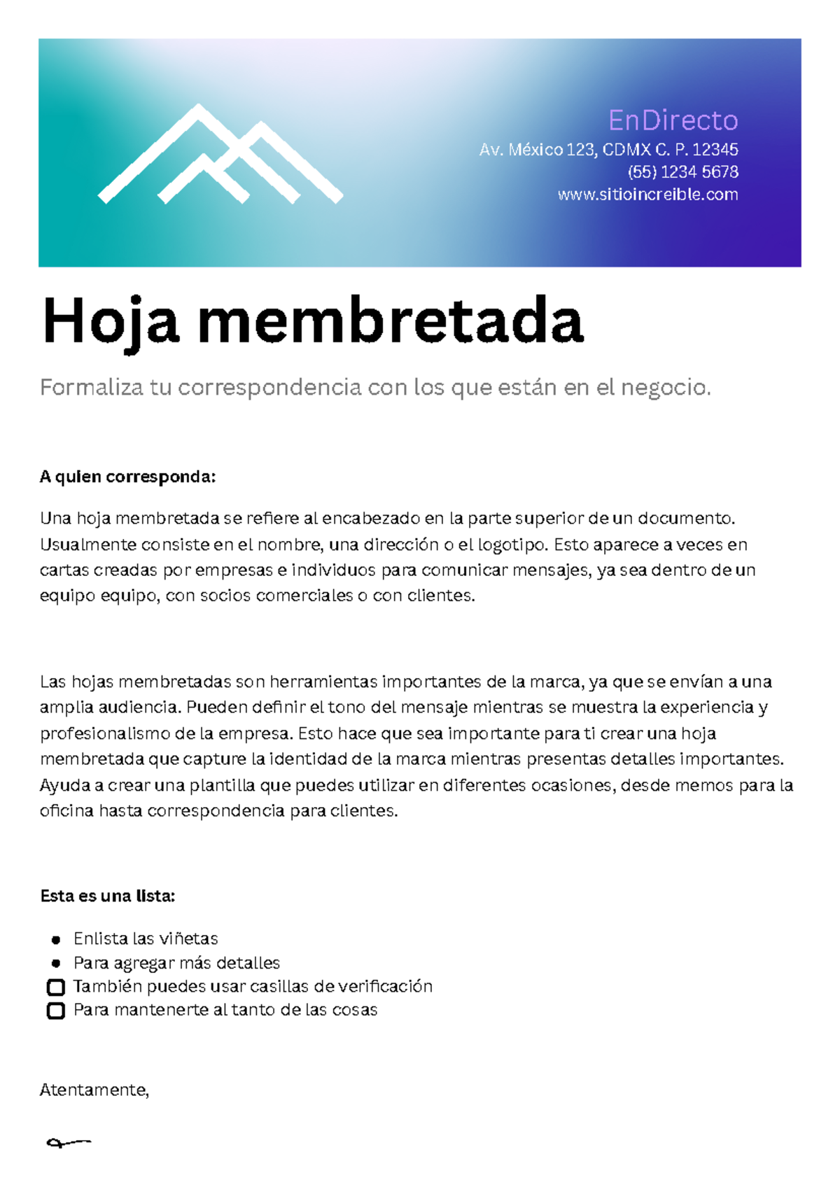Diseño de Hoja Membretada para Correspondencia Formal 20250605 - Studocu