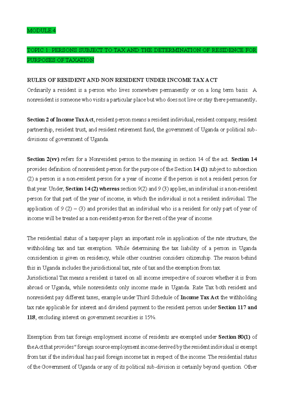 Taxation of Residents: Understanding Residence Rules under Income Tax ...