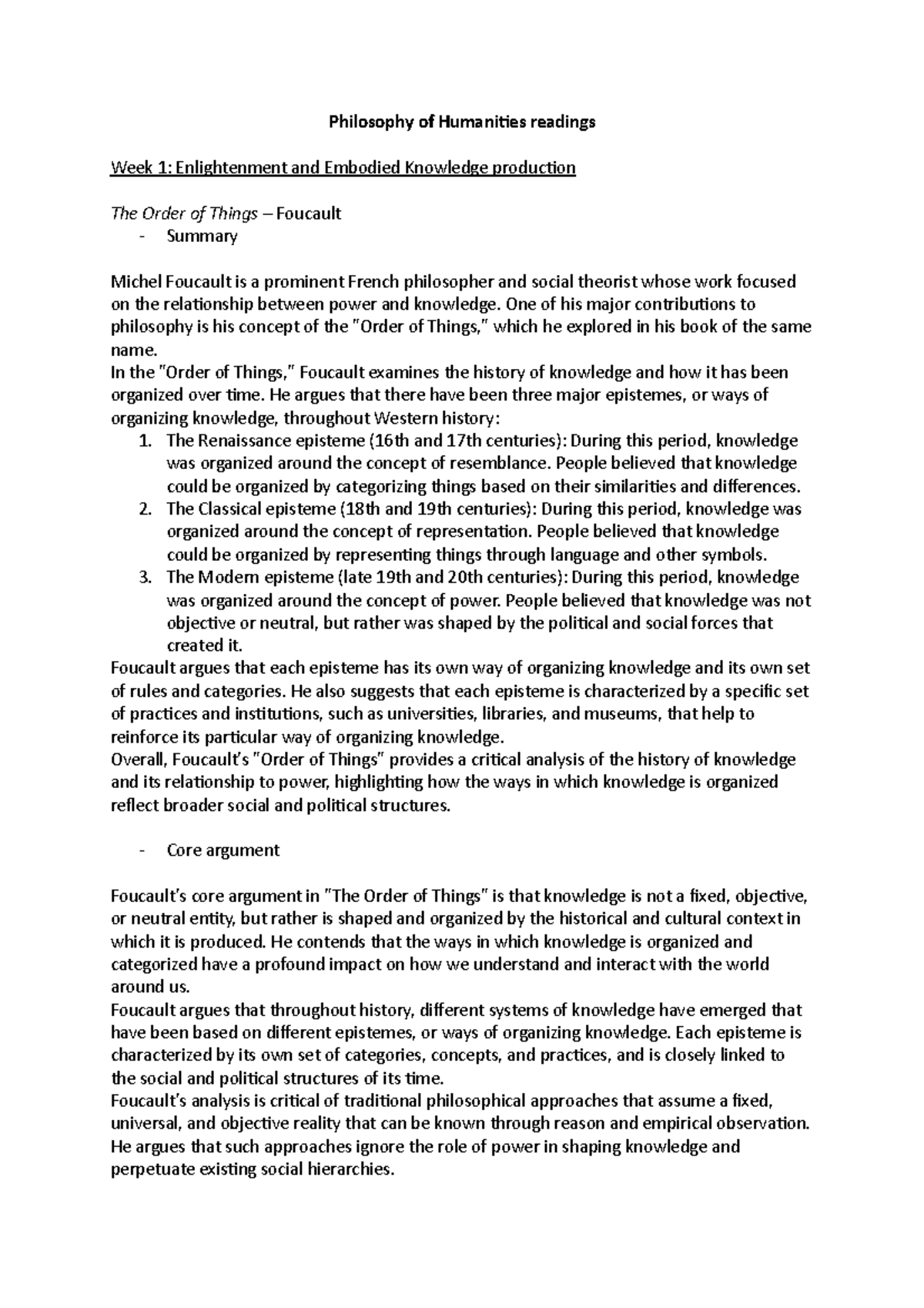 Philosophy of Humanities: Key Readings & Insights (PHIL 101) - Studeersnel