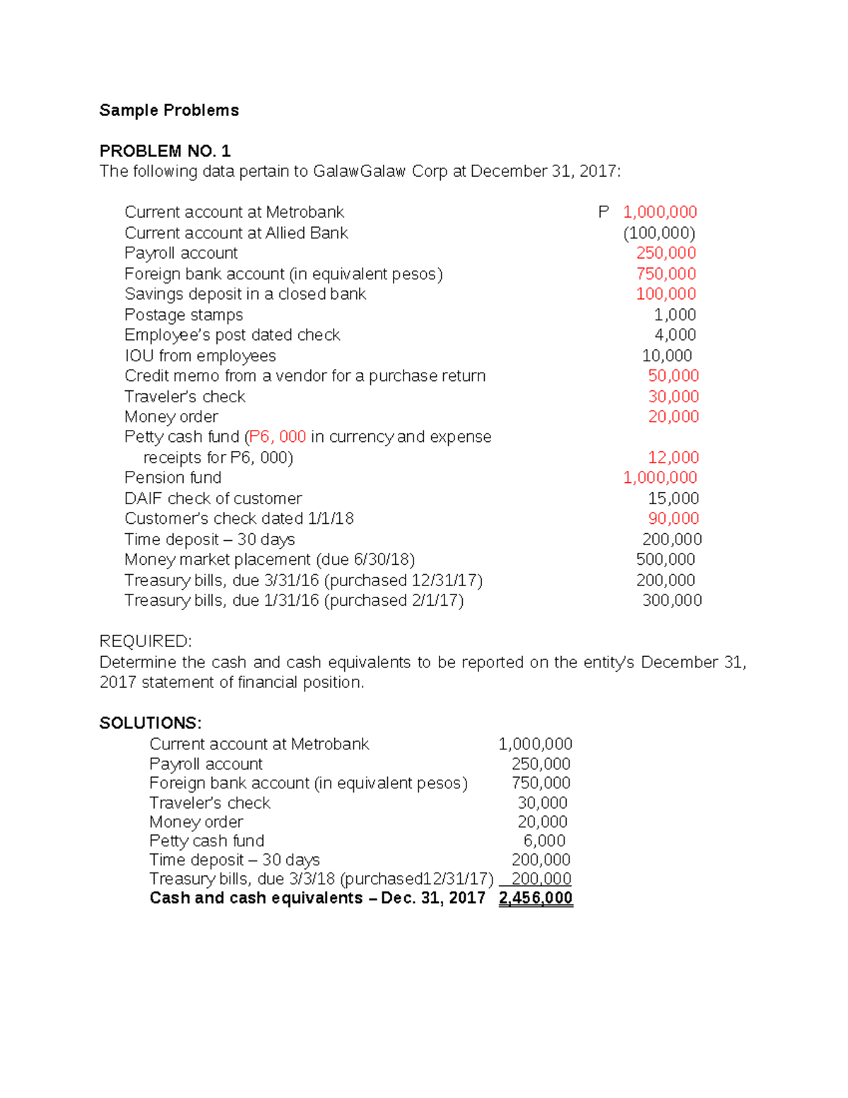 Cash and Cash Equivalents Audit Problems (ACCT 101) - Studocu