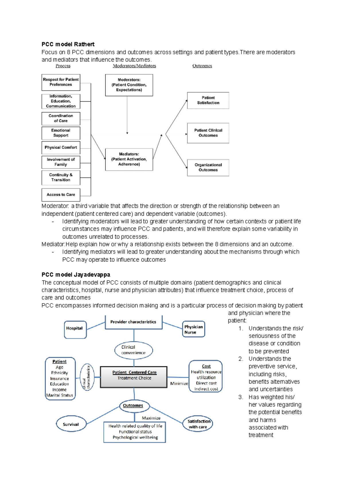 PCC Model - Overview of Patient-Centered Care Dimensions and Outcomes ...