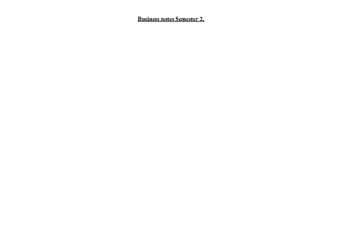 Business Notes: Understanding Key Concepts in Semester 2 (BUS101) - Studocu