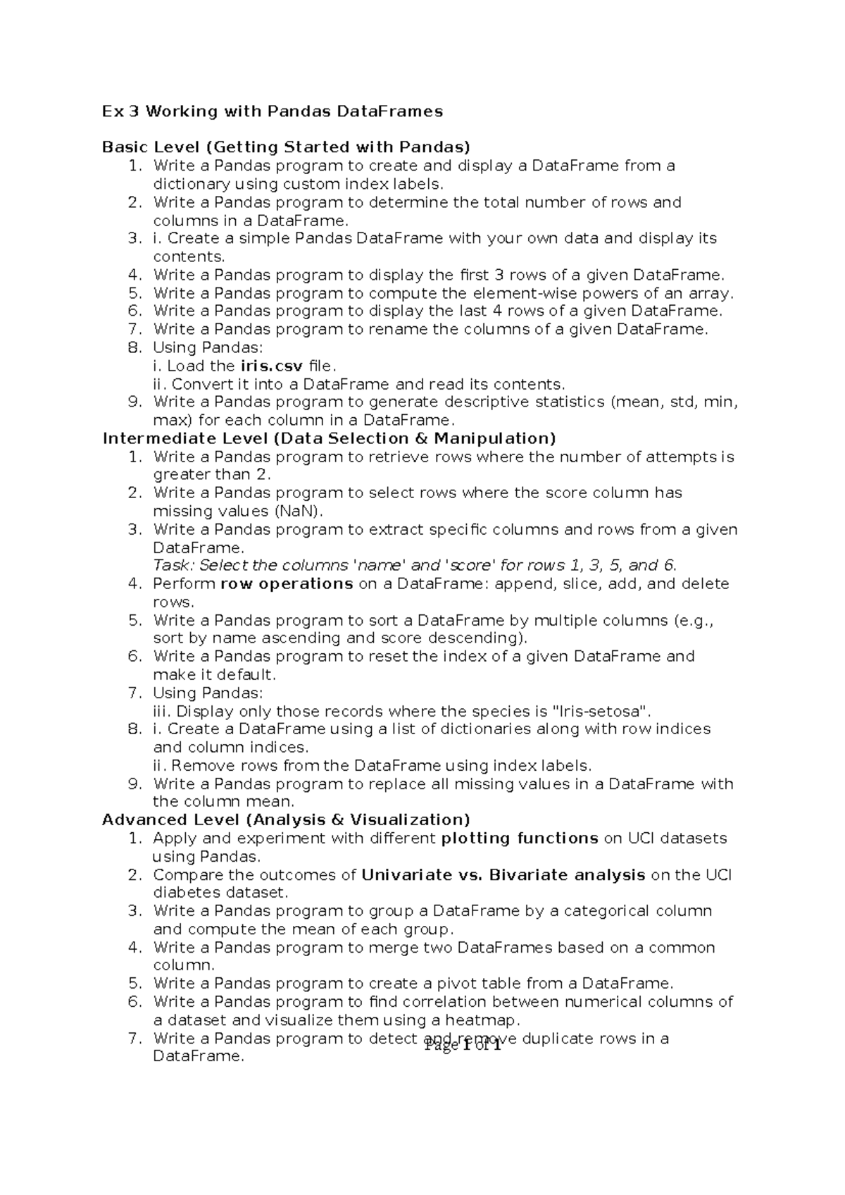 Ex 3: Working with Pandas DataFrames - Basic to Advanced Techniques ...