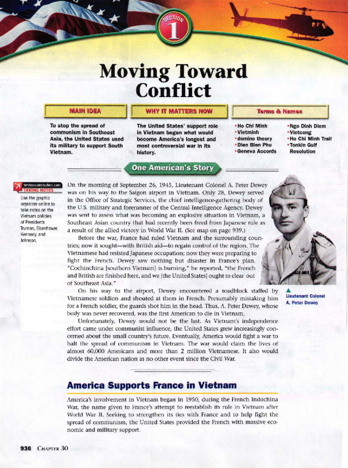 Chp. 30 Sec. 1 - Moving Toward Conflict: U.S. Involvement in Vietnam ...