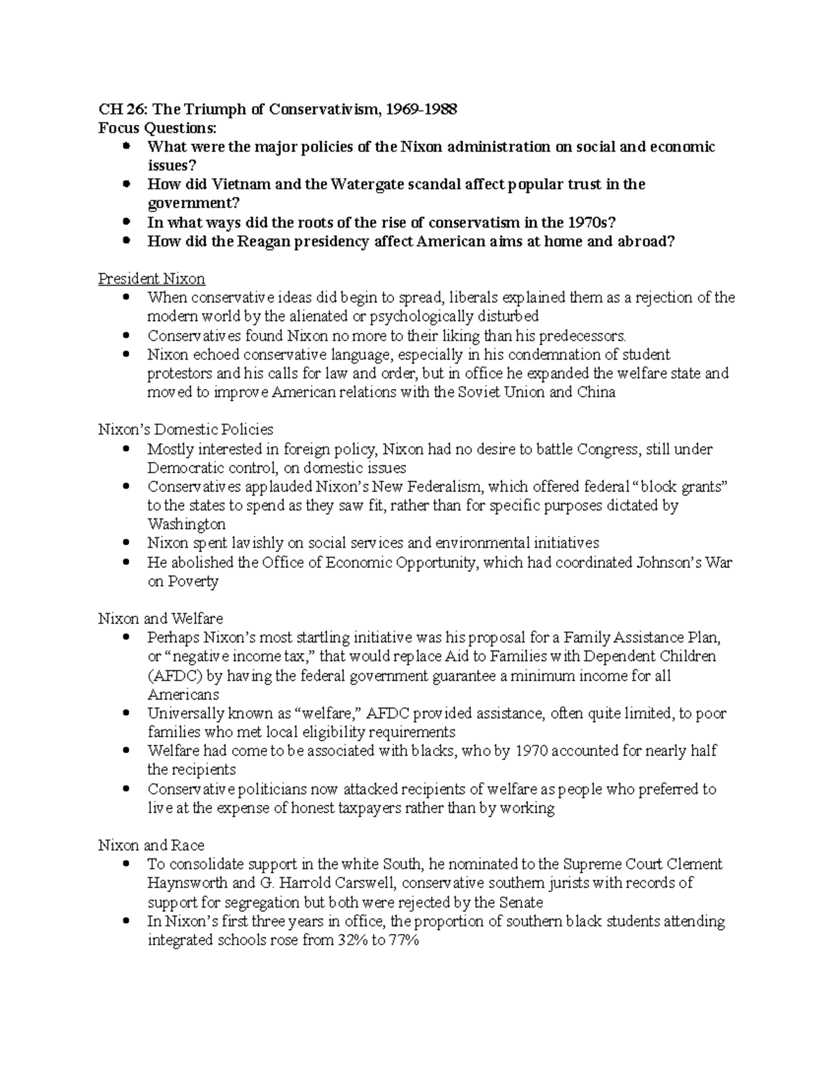 CH 26: The Triumph of Conservatism - Key Insights and Focus Questions ...