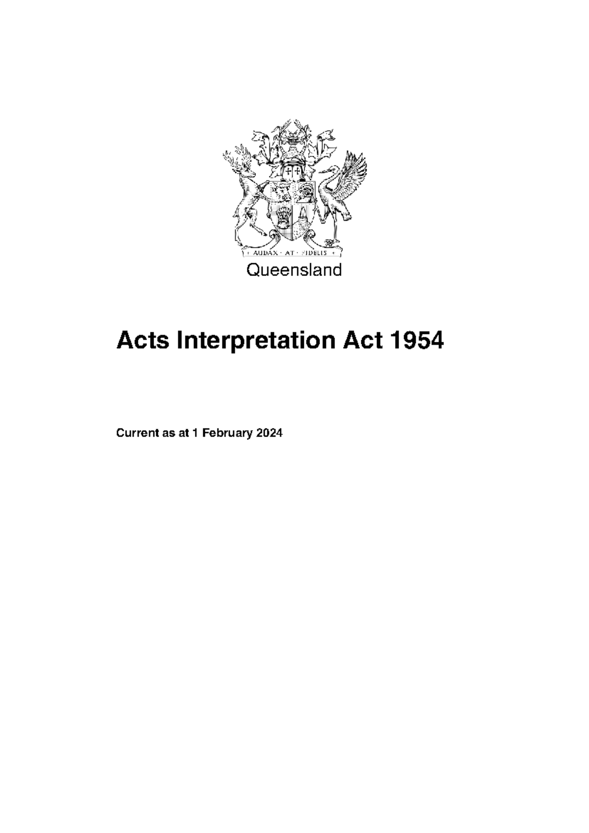 Queensland Acts Interpretation Act 1954 - Current as of Feb 2024 - Studocu