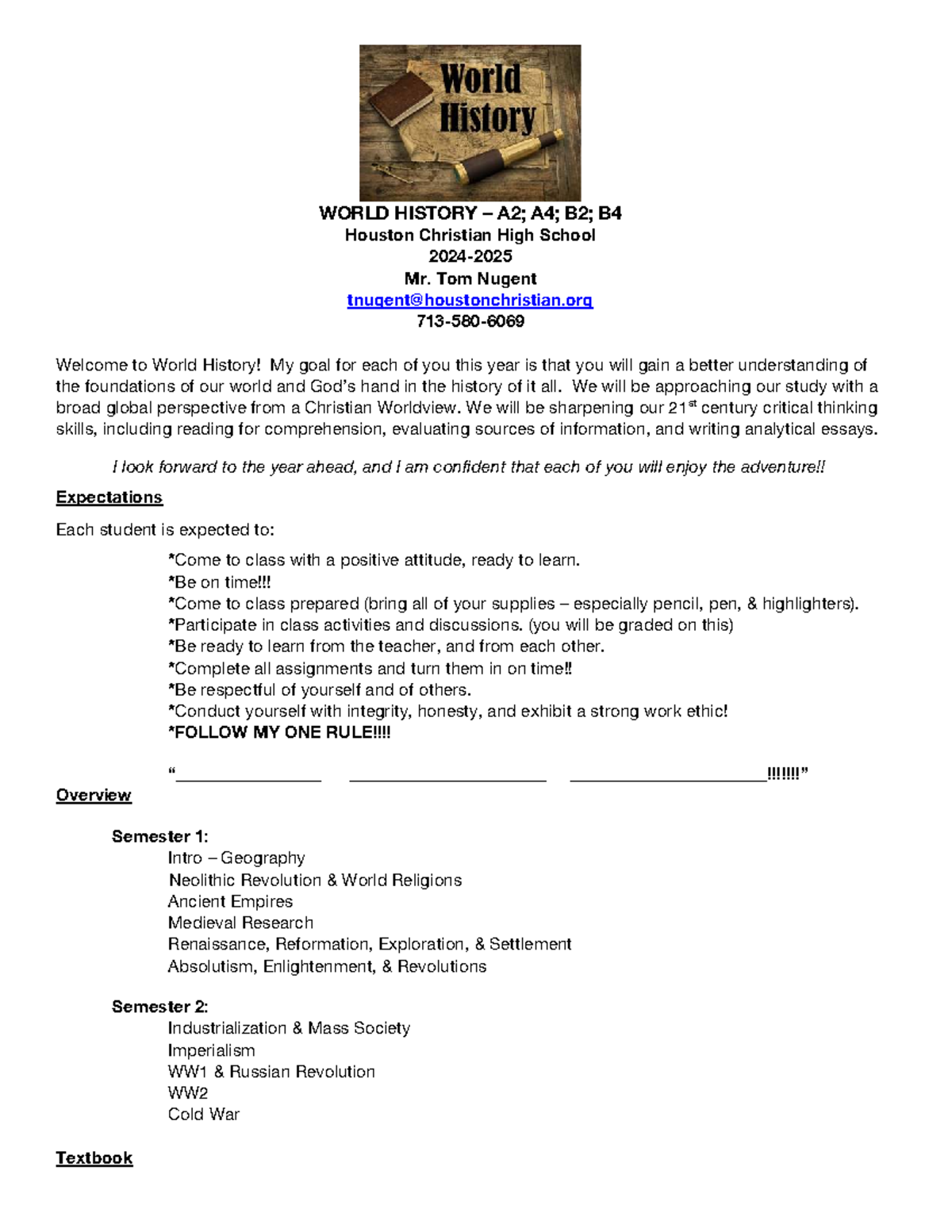 World History B4 Syllabus - Mr. Nugent's Class Overview - Studocu