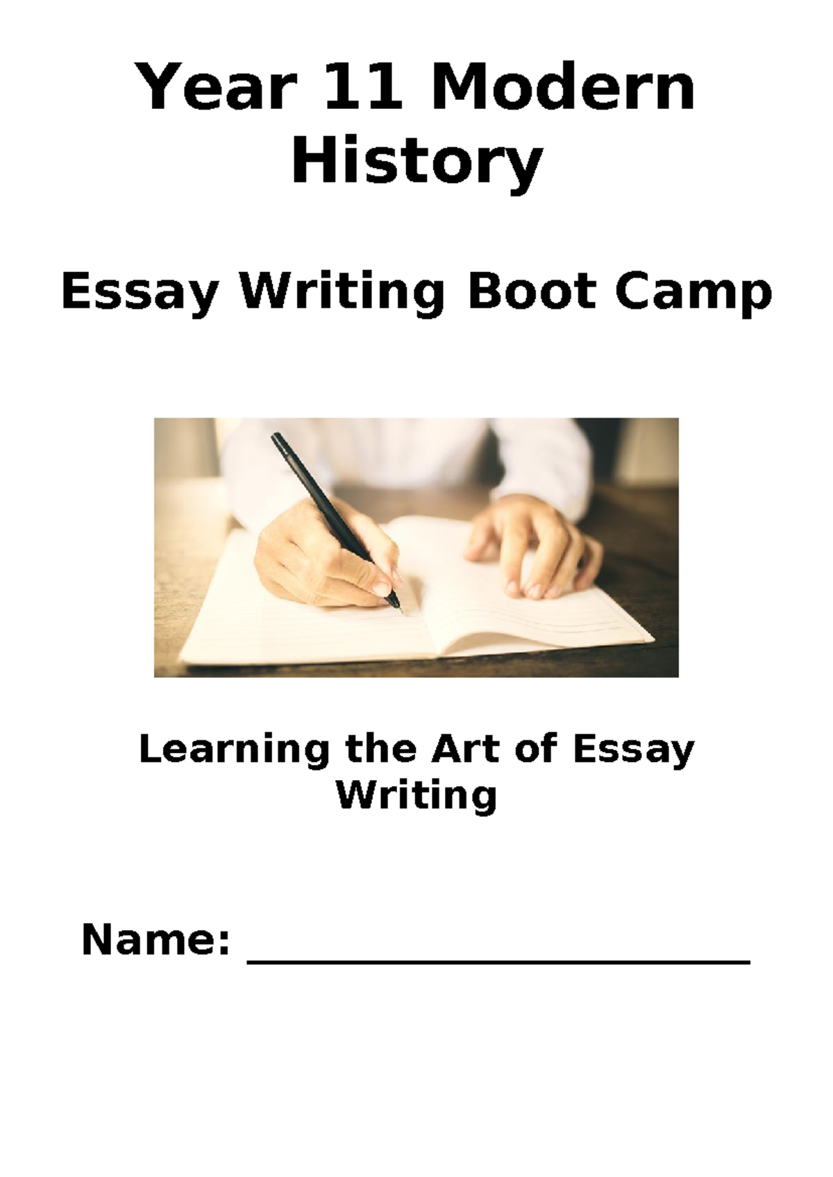 Year 11 Modern History Essay Writing Boot Camp Guide - Studocu