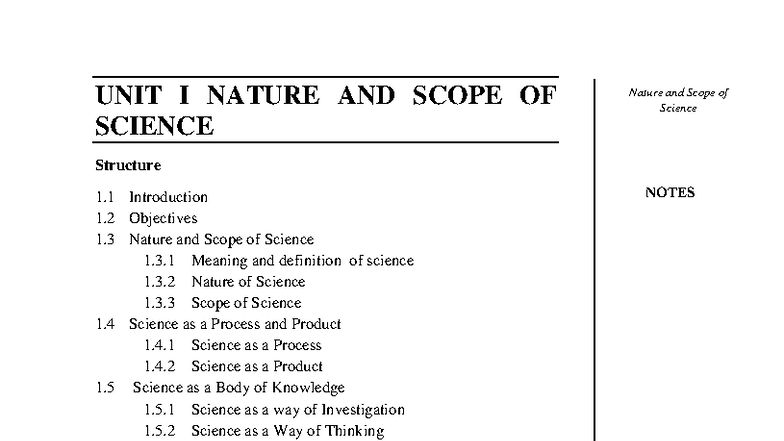 UG B.Ed. 70123 D - Nature and Scope of Science: An Overview - Studocu