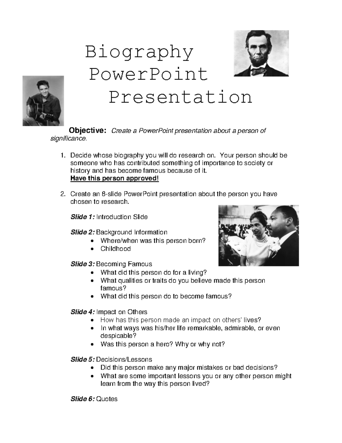 PowerPoint Project: Creating a Biography Presentation Guide - Studocu