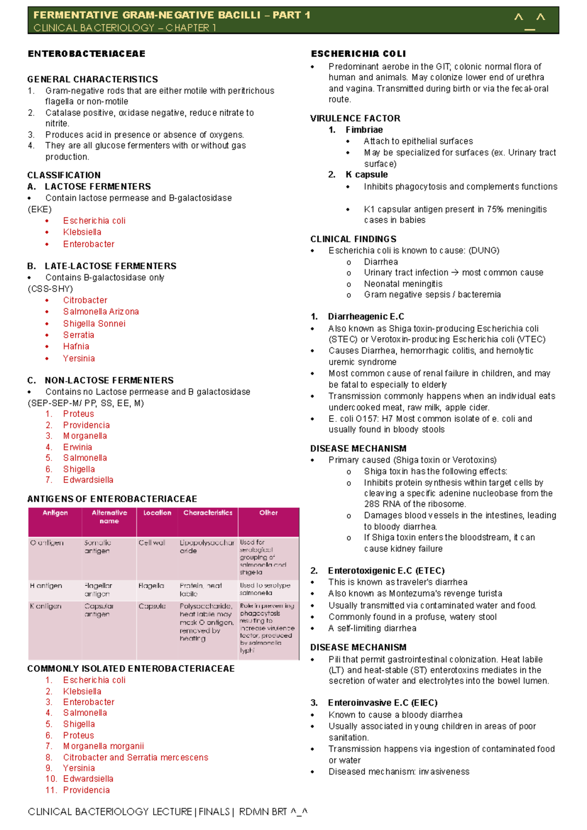 Chapter 1 - Fermentative GRAM- Negative Bacilli - Part 2 - Bacte Lec ...