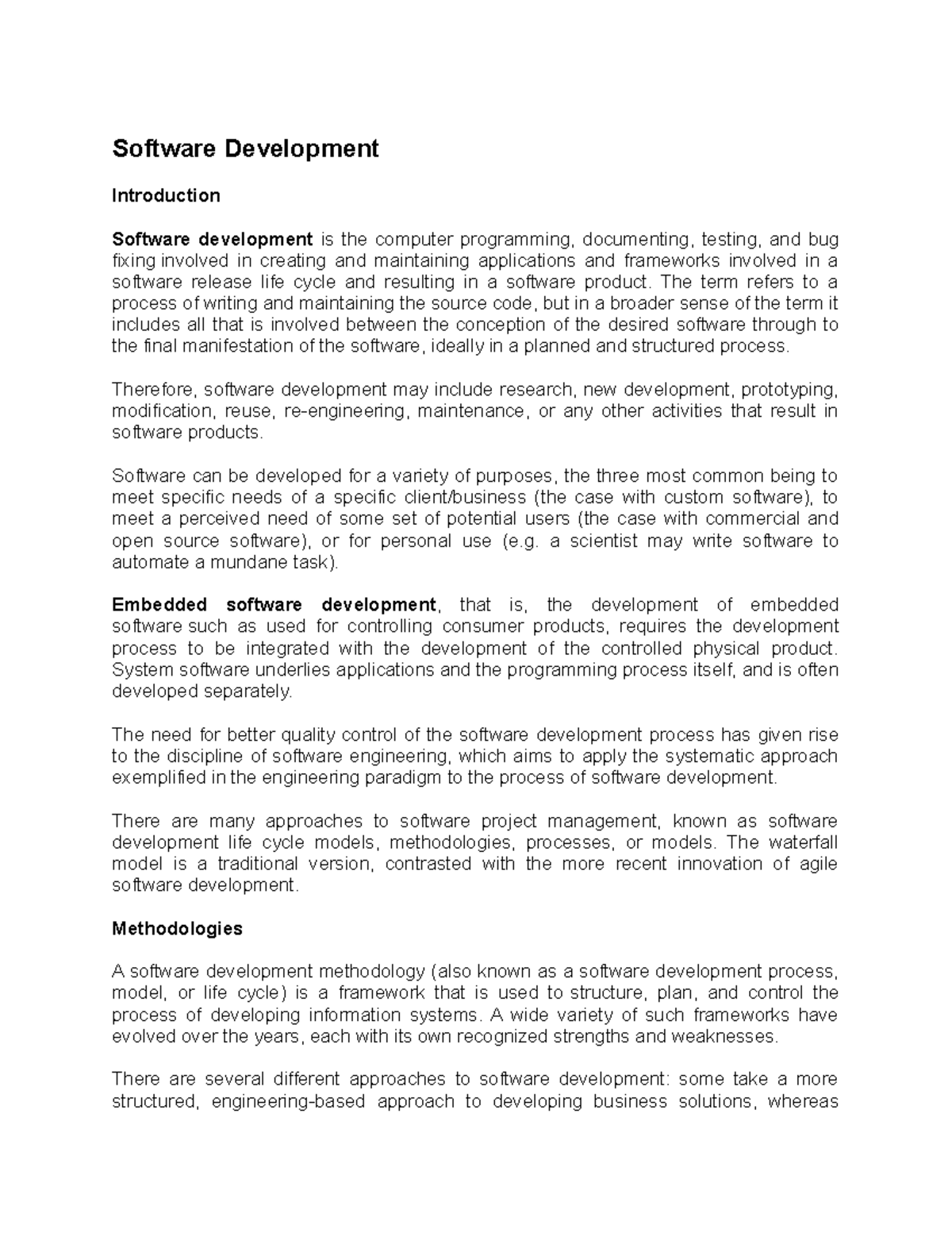 Software Development - Software Development Introduction Software ...