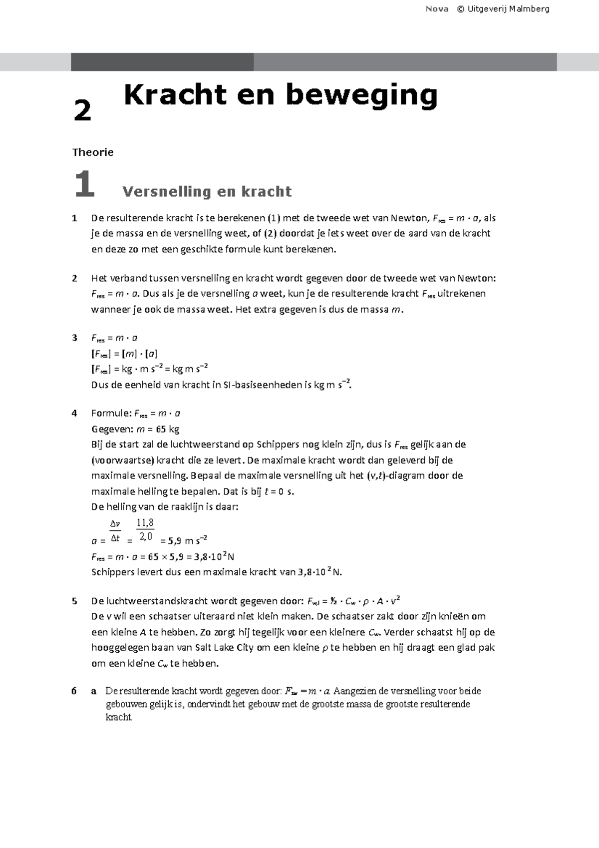 H2 Kracht en Beweging - V4 Uitwerkingen van de Nieuwe Methode - Studeersnel
