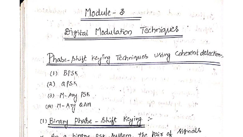 Digital Modulation Techniques: BPSK, QPSK, PSK, and QAM (Module 2 ...