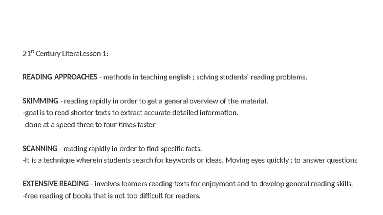 21st Century Literature (ENG 101): Comprehensive Study Guide - Studocu
