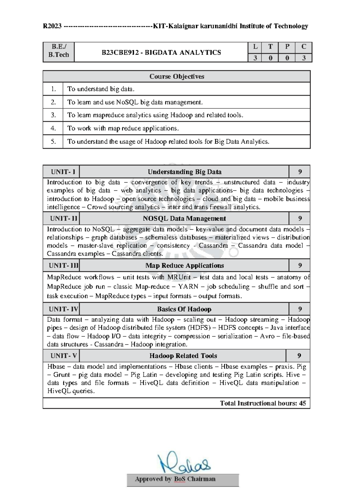 B23CBE912 - Big Data Analytics Course Overview and Objectives - Studocu